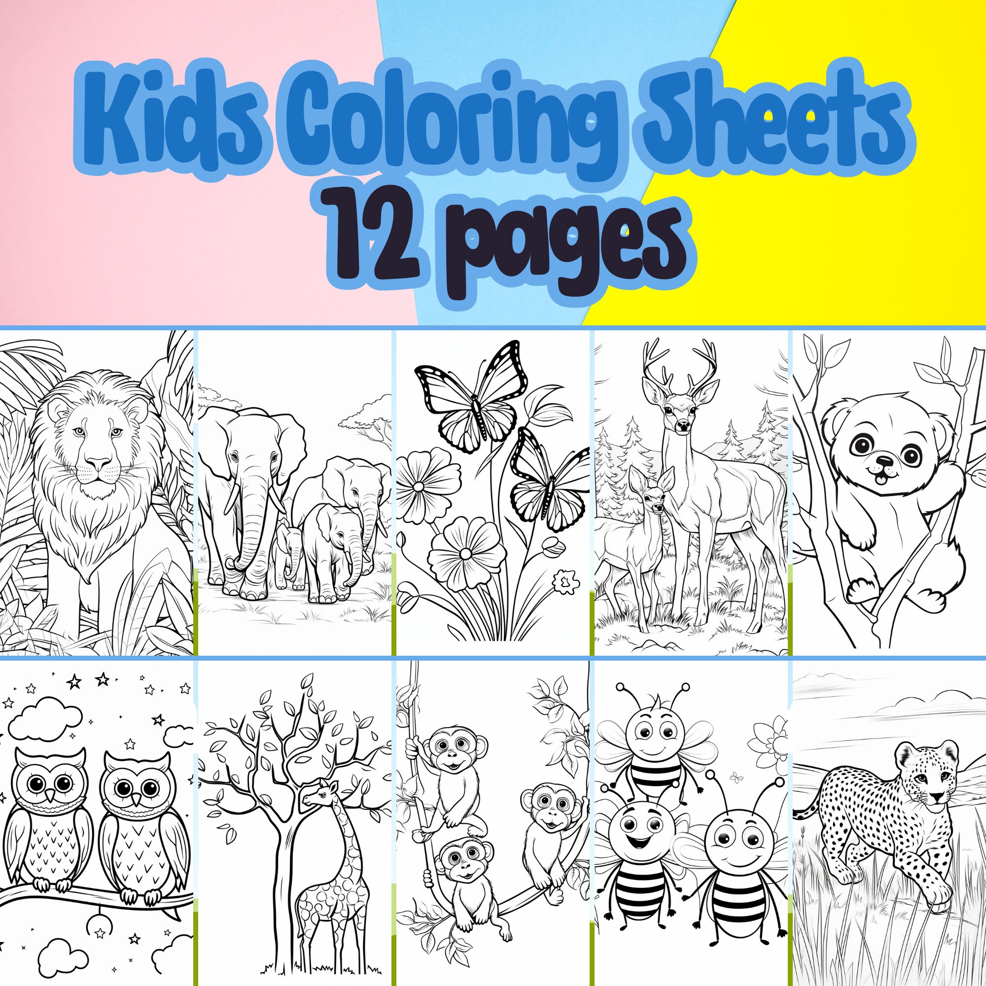 Animal Coloring Pages for Kids Cute Animal Coloring Sheets Toddler ...