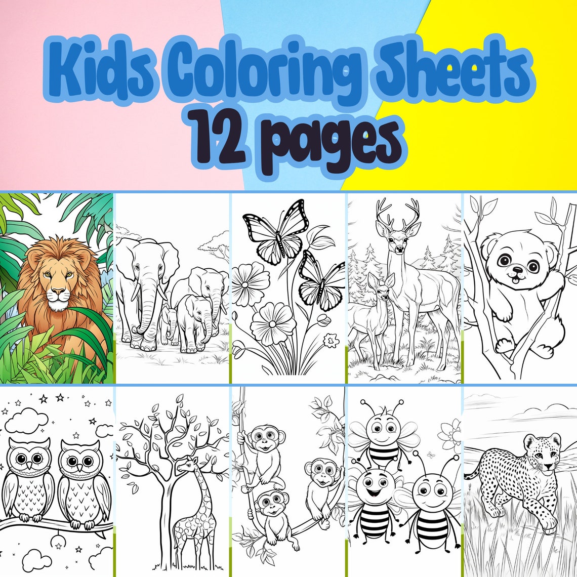 Animal Coloring Pages for Kids Cute Animal Coloring Sheets Toddler ...