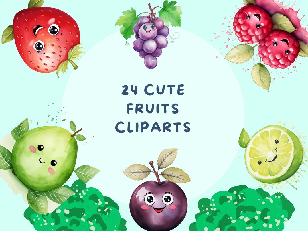 Watercolor Fruits Clipart Bundle Cute Fruits Clipart Fruit PNG Nursery ...