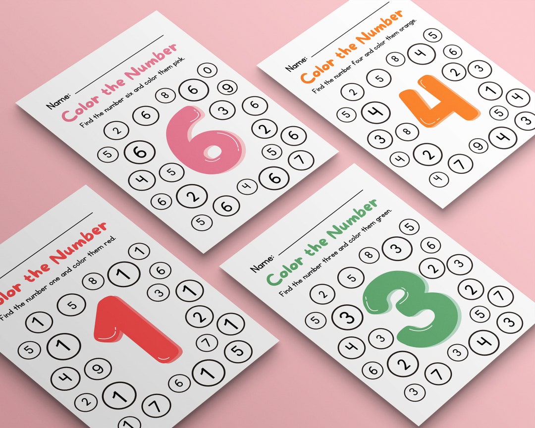Number Coloring Worksheets for Preschool - Printable PDF - Digital ...