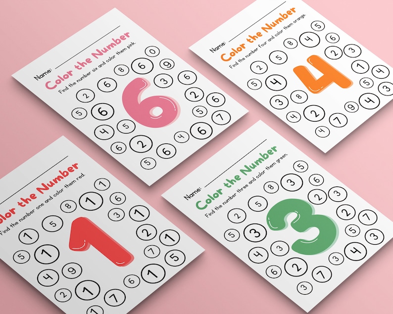 Number Coloring Worksheets for Preschool - Printable PDF - Digital ...