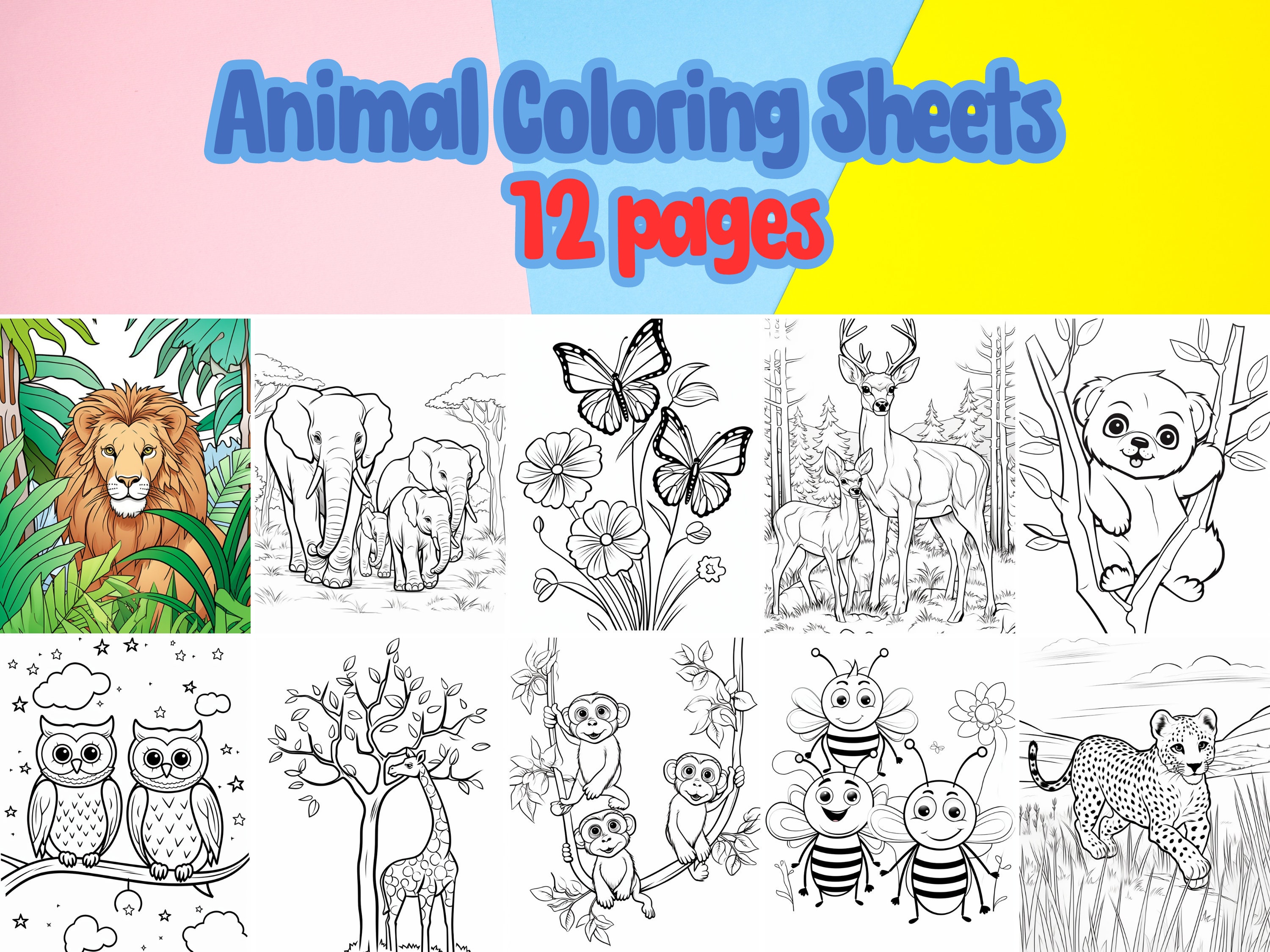Animal Coloring Pages for Kids Cute Animal Coloring Sheets Toddler ...