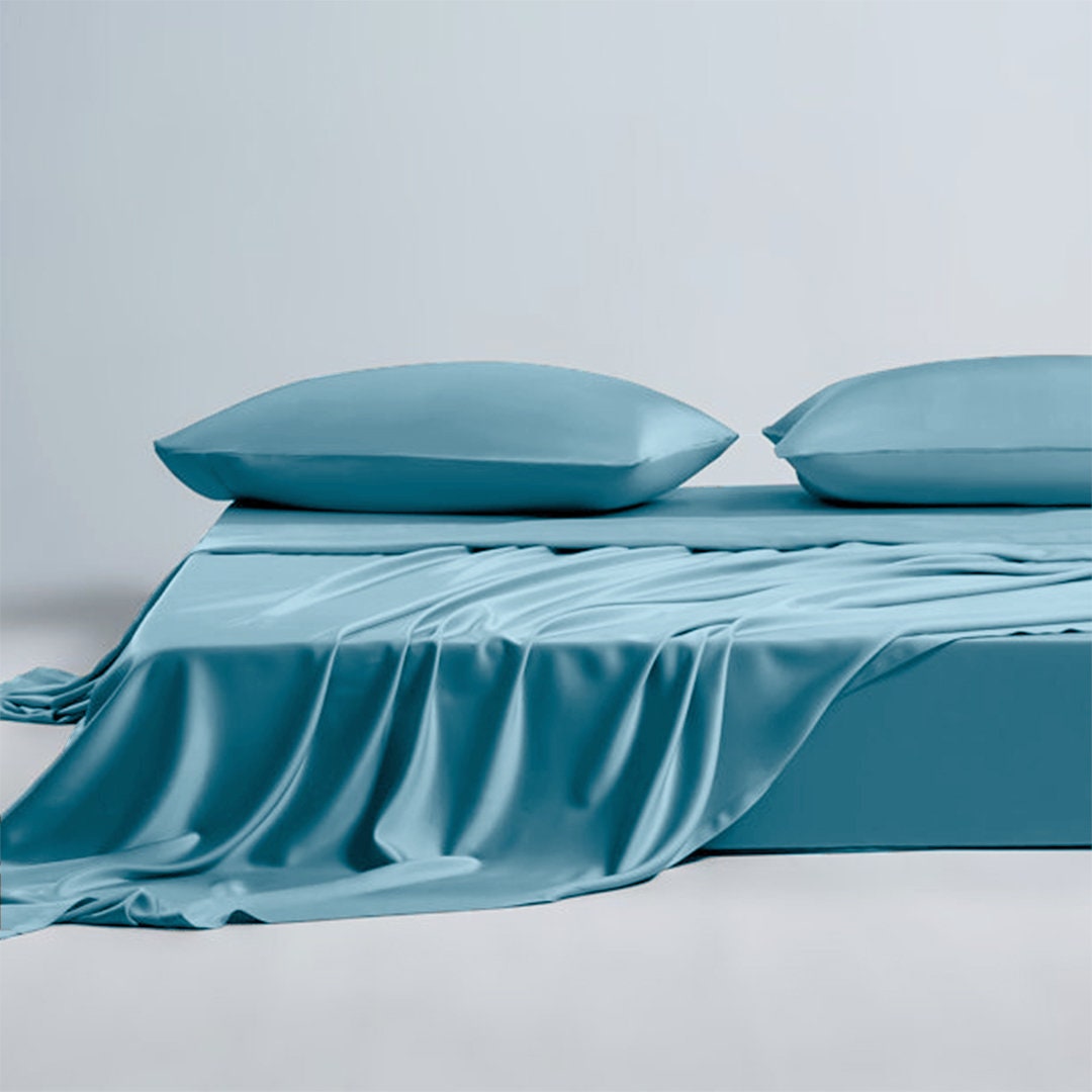 Cloud Fino Silk Luxury Satin Sheets Set With Fitted Sheet 19 - Etsy