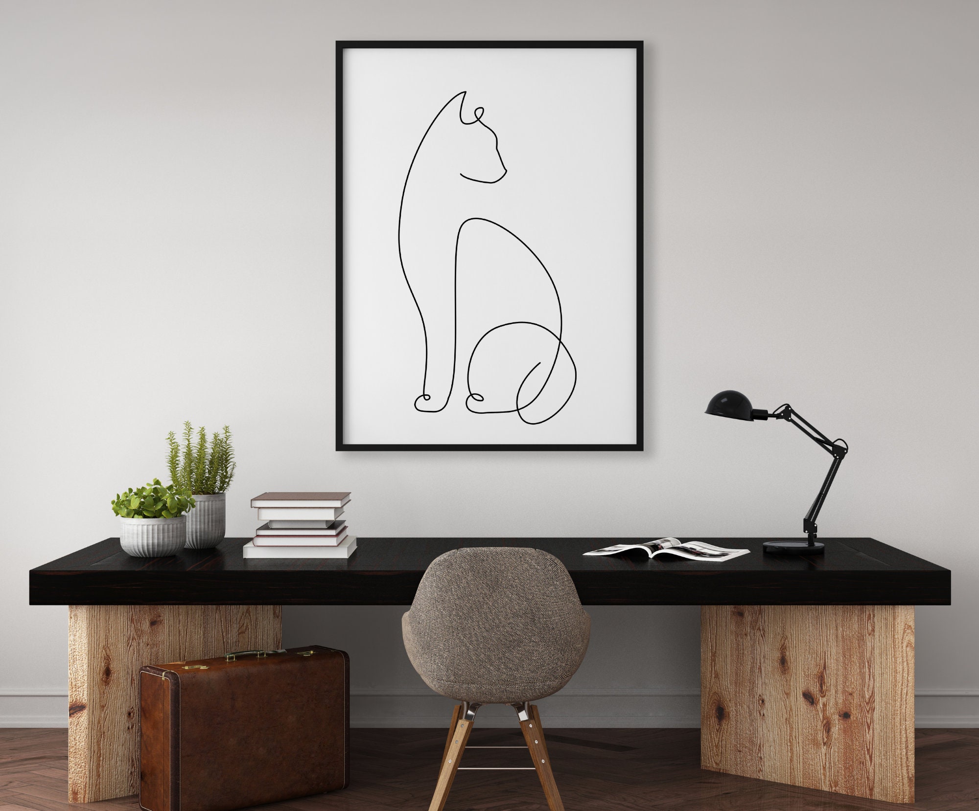 Cat Line Art Prints, Cat Arts ,art Prints, Cat Art Wall Art, Unique ...