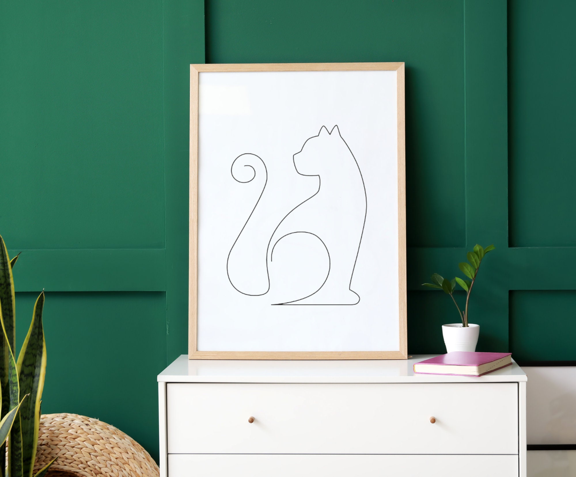 Cat Line Art Prints, Cat Arts ,art Prints, Cat Art Wall Art, Unique ...