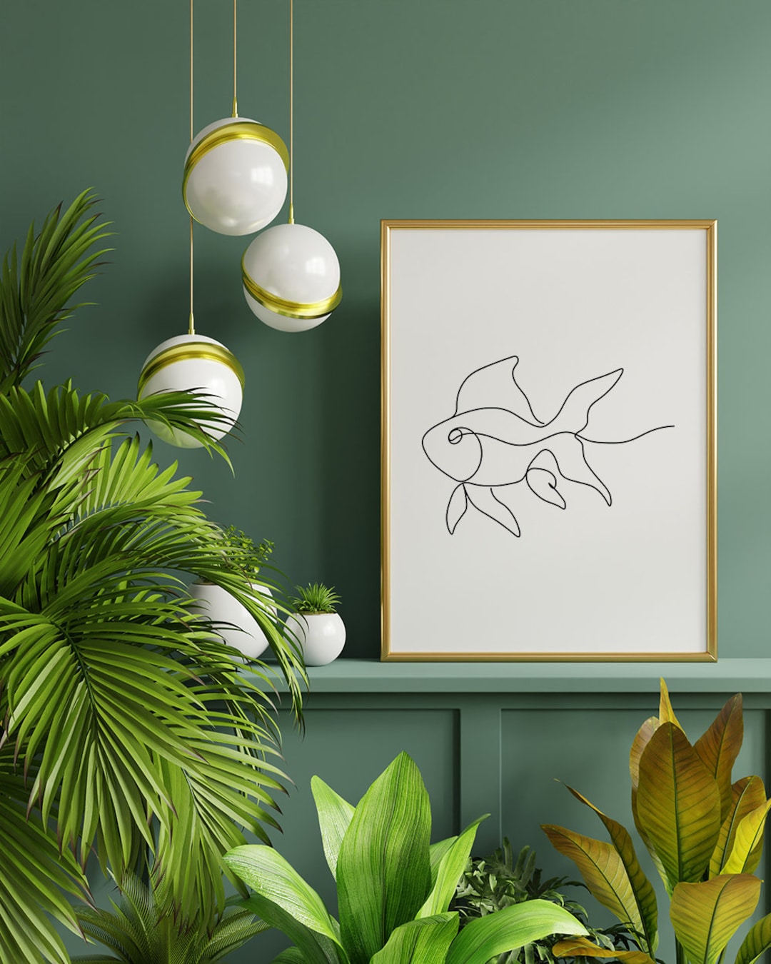 Fish Line Art Prints, Fish Arts ,art Prints, Minimal Fish Wall Art ...