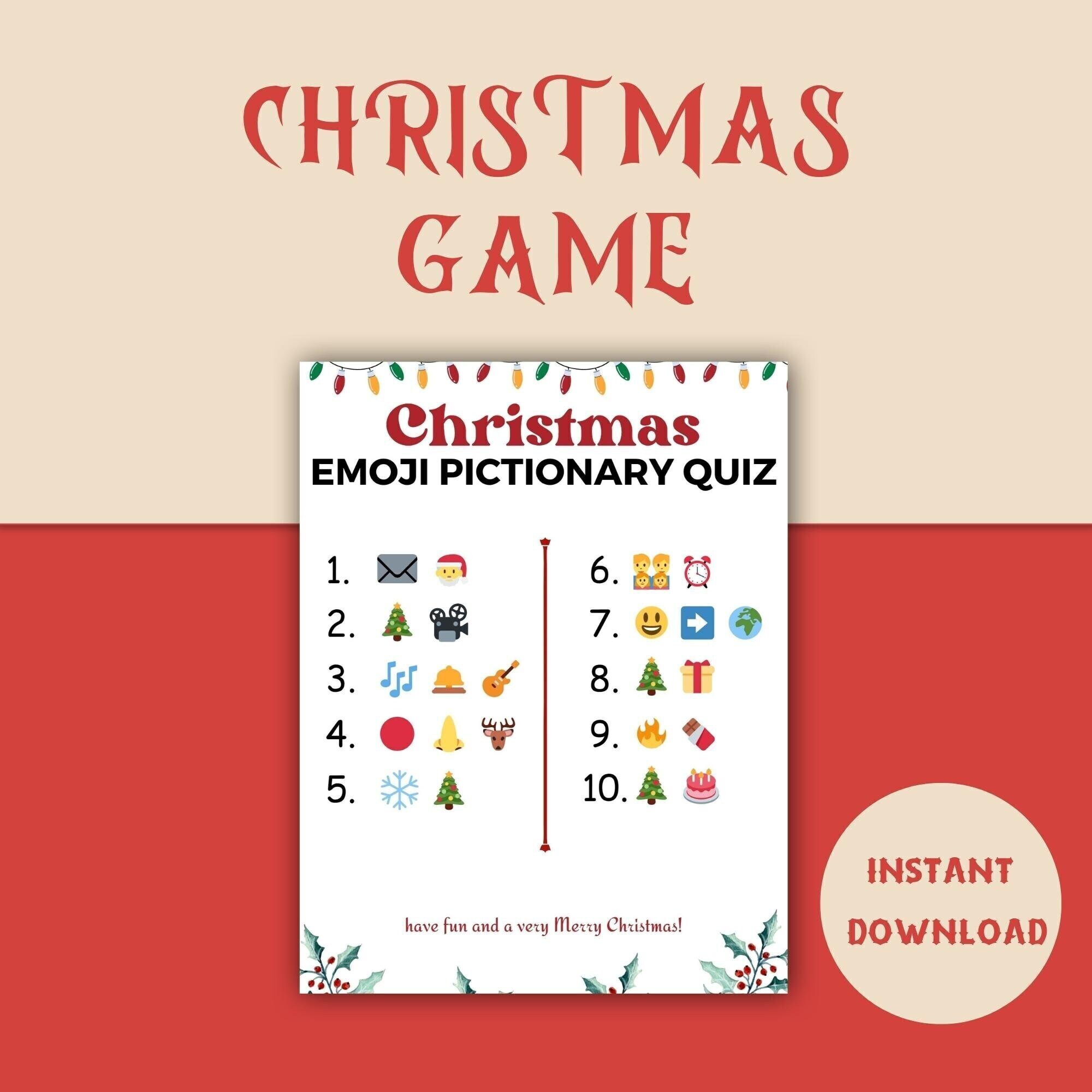 Christmas Emoji Pictionary, Christmas Family Activity, Holiday Emoji ...