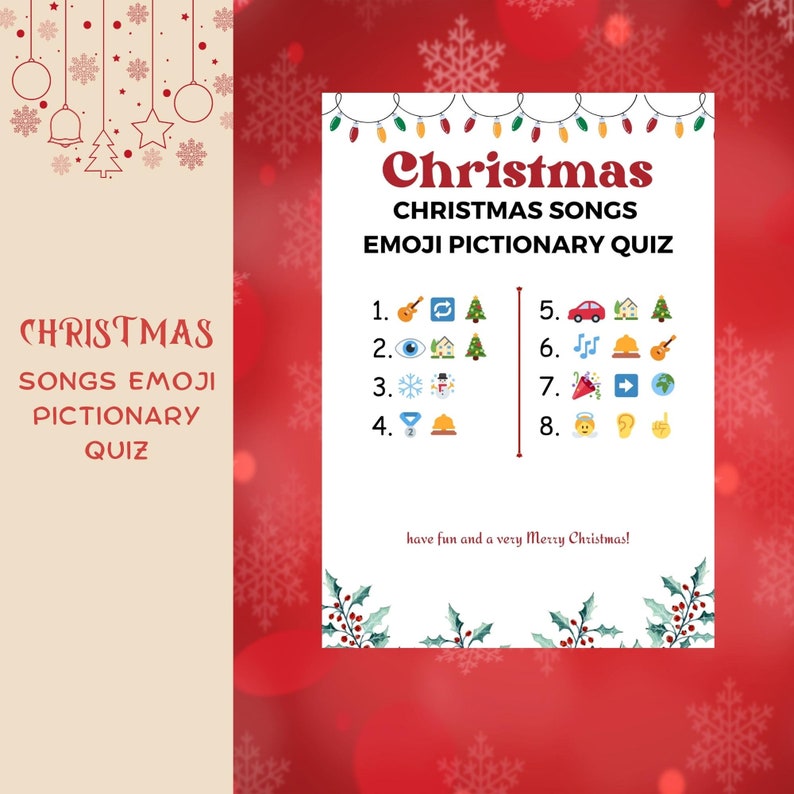 Christmas Songs Emoji Pictionary, Christmas Printable Games, Friendsmas ...