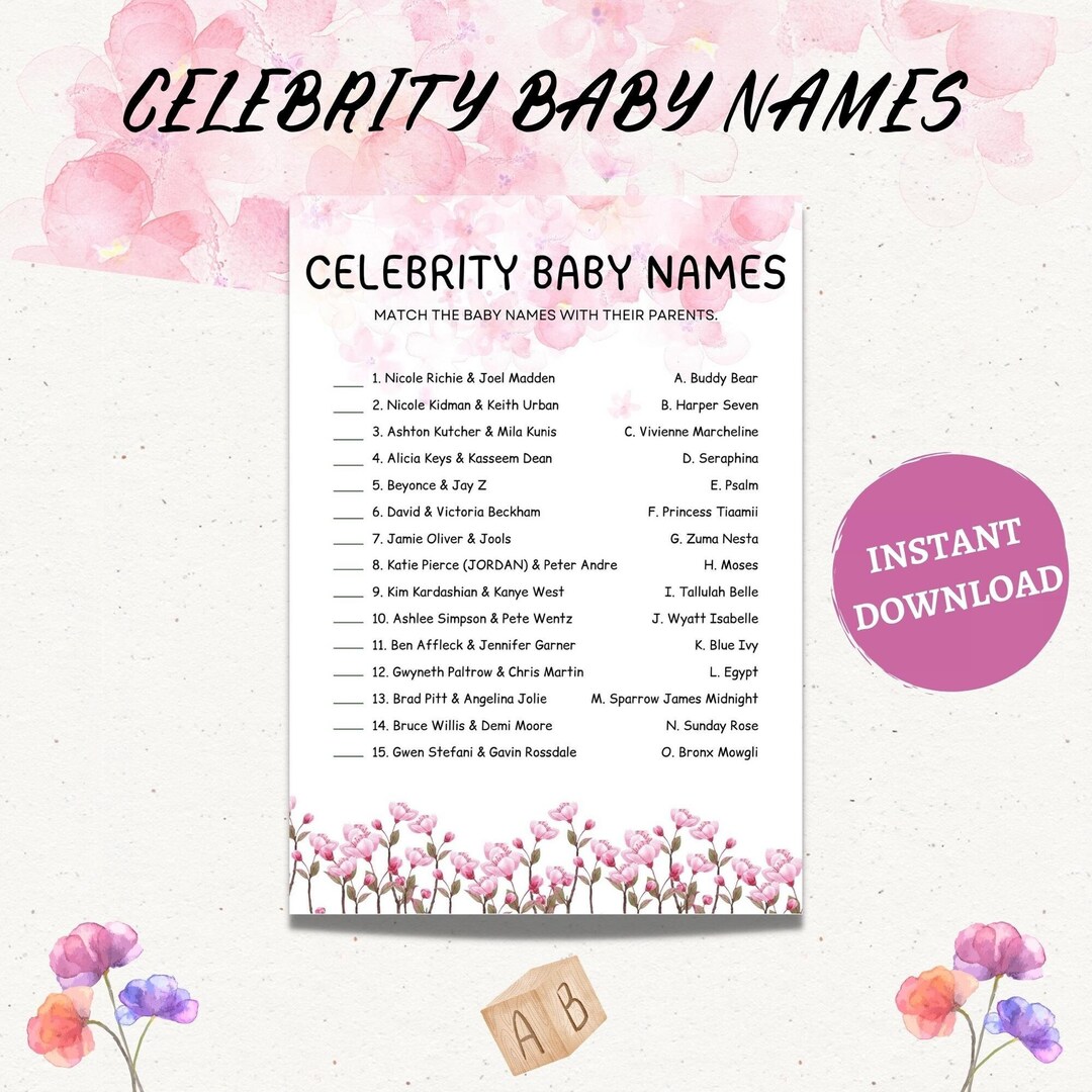Celebrity Baby Name Game, Celebrity Baby Shower Game, Guess Celebrity ...