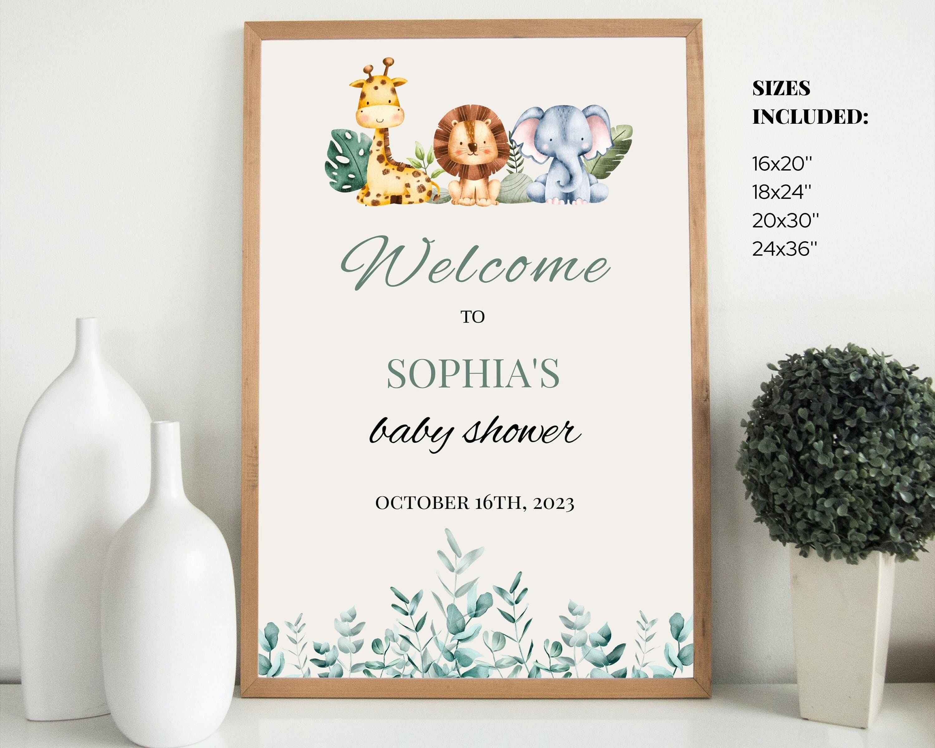 Safari Welcome Sign, Baby Shower Sign, Editable Welcome Sign, Printable ...