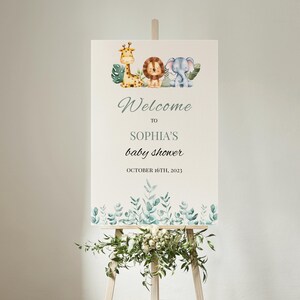 Safari Welcome Sign, Baby Shower Sign, Editable Welcome Sign, Printable ...
