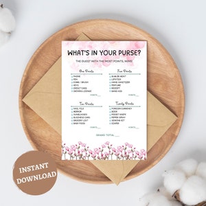 What's in Your Purse Game, Printable Baby Shower Game, Purse Game, Baby ...