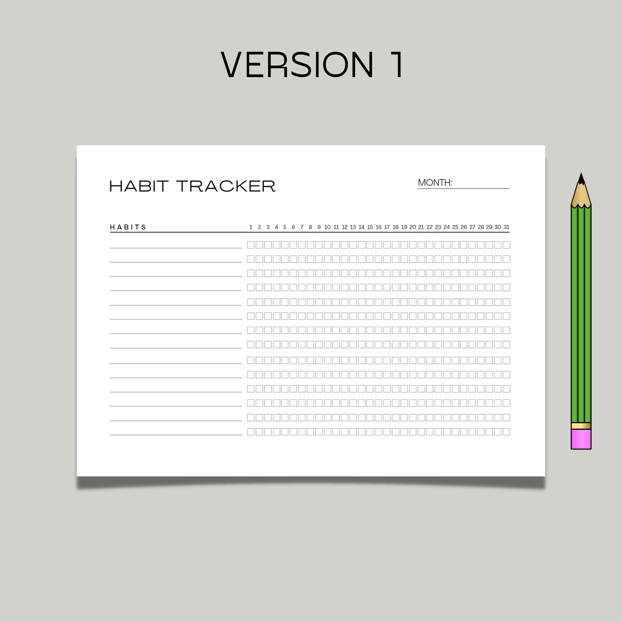 Monthly Habit Tracker Habit Tracker Digital Simple - Etsy