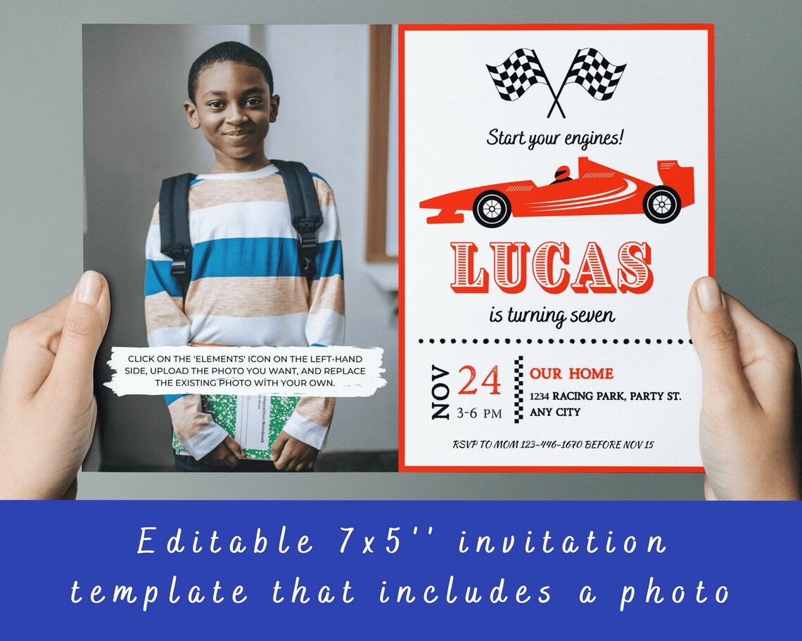 Editable Race Car Birthday Invitation, Fast One Birthday Invitation ...