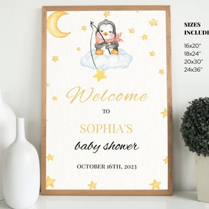 Penguin Welcome Sign, Baby Shower Sign, Editable Welcome Sign ...