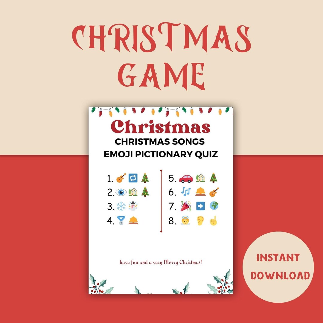 Christmas Songs Emoji Pictionary, Christmas Printable Games, Friendsmas ...