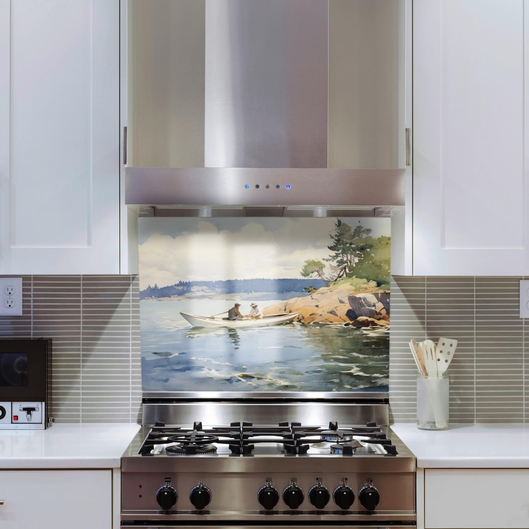 Tempered Glass Backsplash Behind Stove