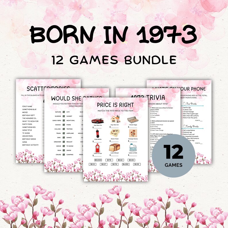 Printable 50th Birthday Party Games, 50th Birthday Party Games for Her ...