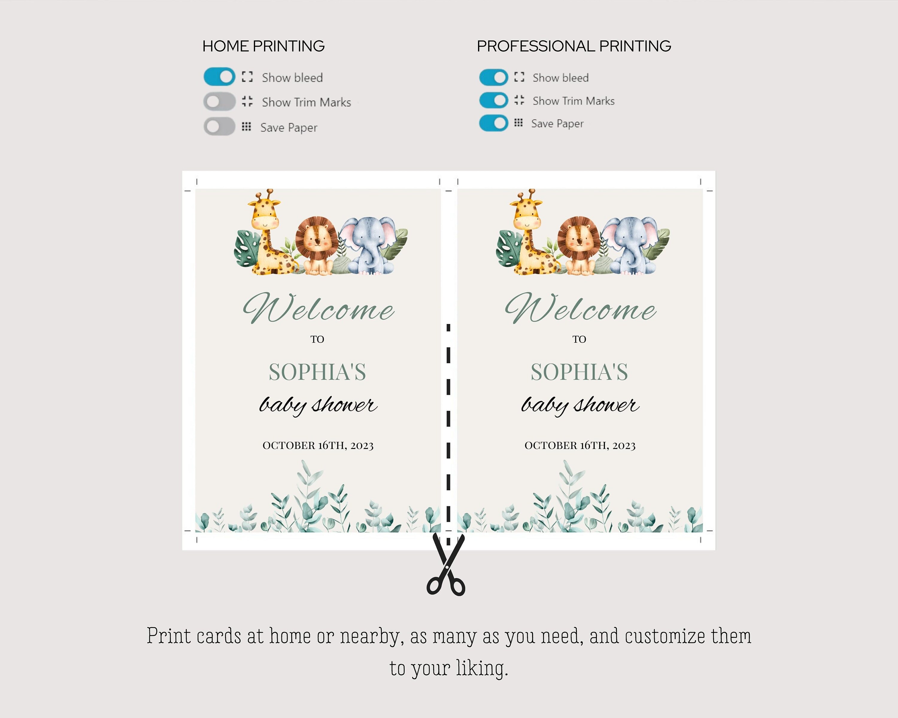 Safari Welcome Sign, Baby Shower Sign, Editable Welcome Sign, Printable ...