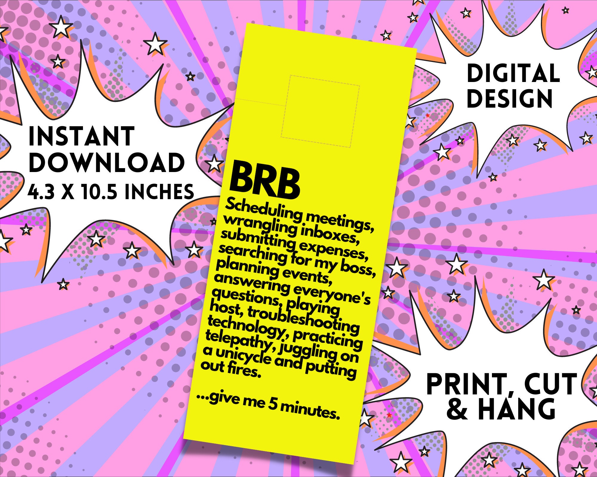 Office Door Hanger Printable BRB Executive & Administrative Assistants ...