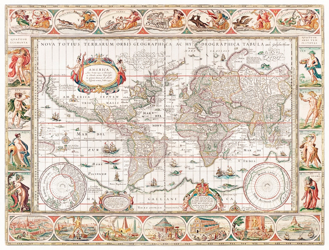 Antique World Map High Resolution Collection 1 - Etsy