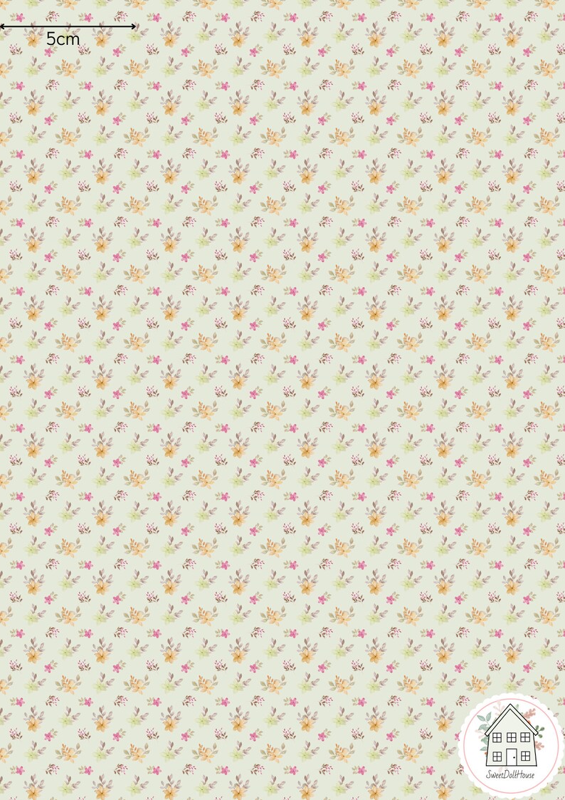 Printable Dollhouse Wallpaper A4 Digital Download, Miniature 1:12 Scale ...