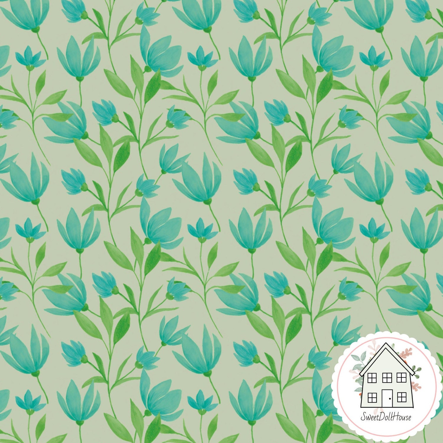 Printable Dollhouse Wallpaper, Floral Miniature Paper, 1:12 Scale ...