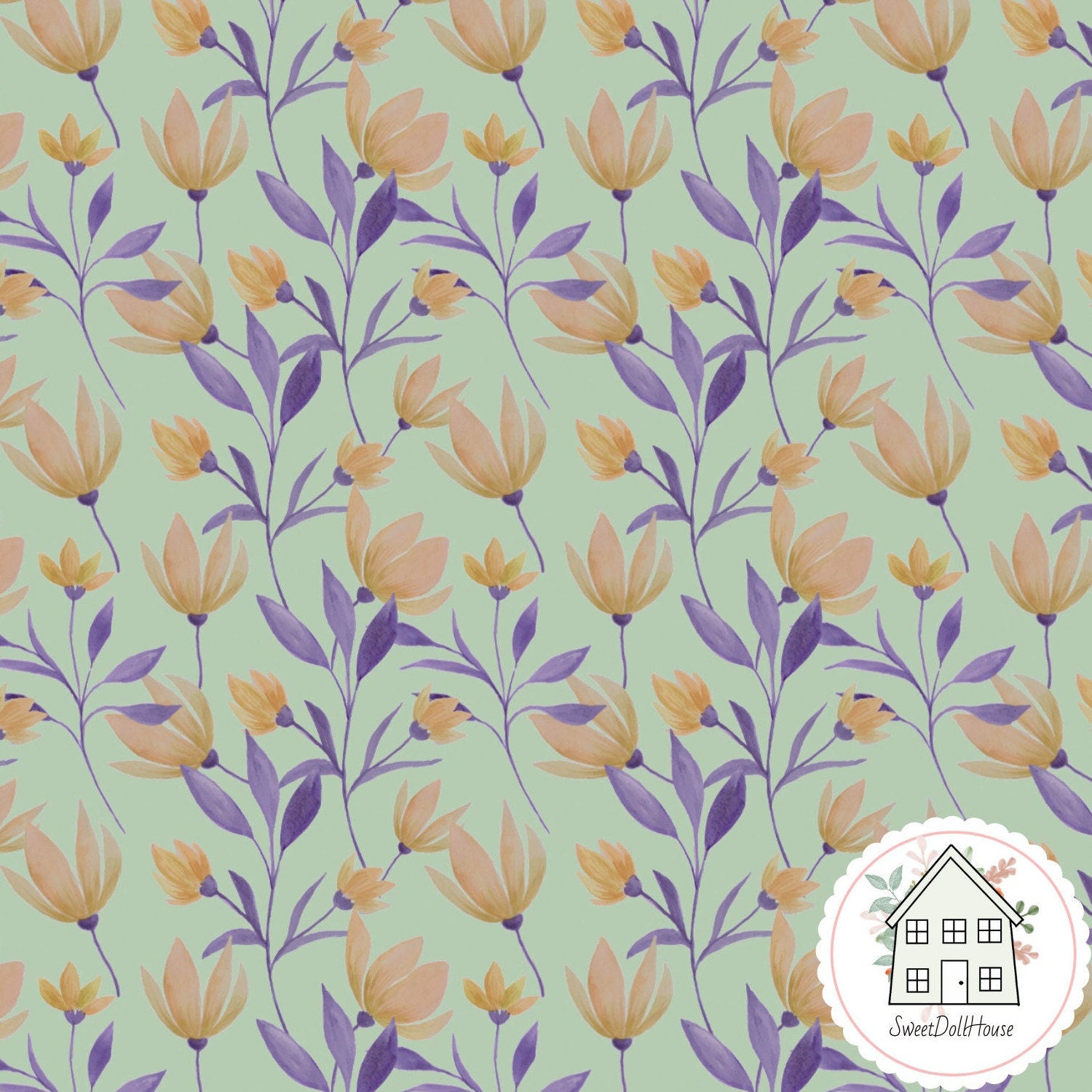 Printable Dollhouse Wallpaper, Floral Miniature Paper, 1:12 Scale ...