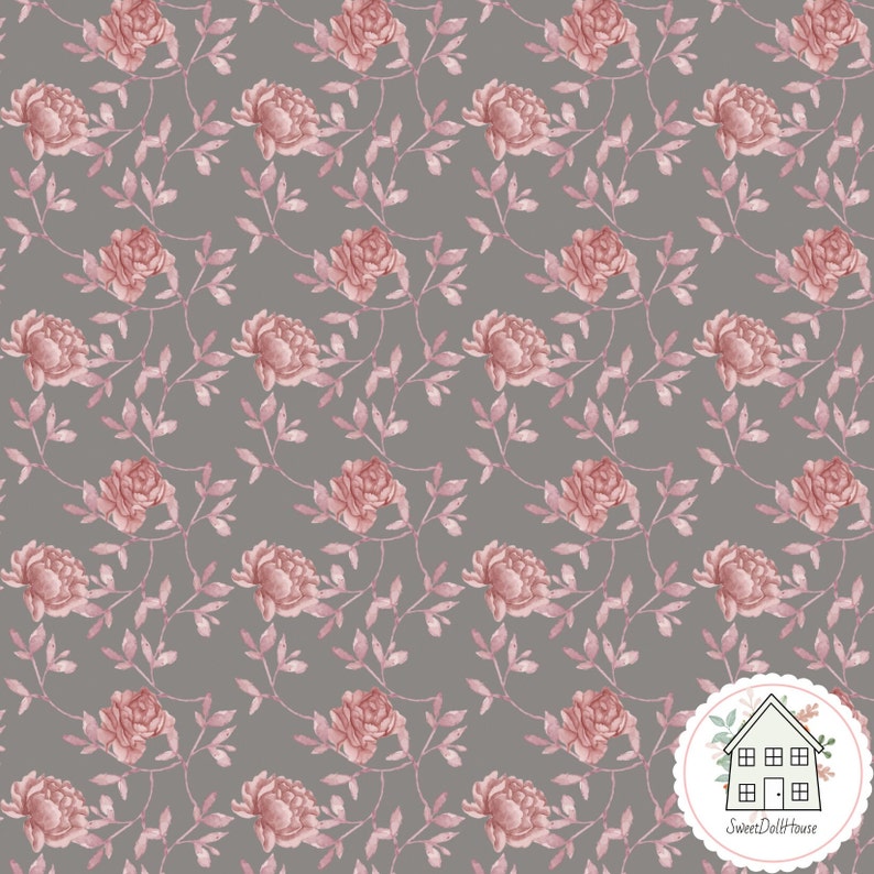 Dollhouse Wallpaper 1:12 Scale Printable Digital Download, Floral, 4 ...