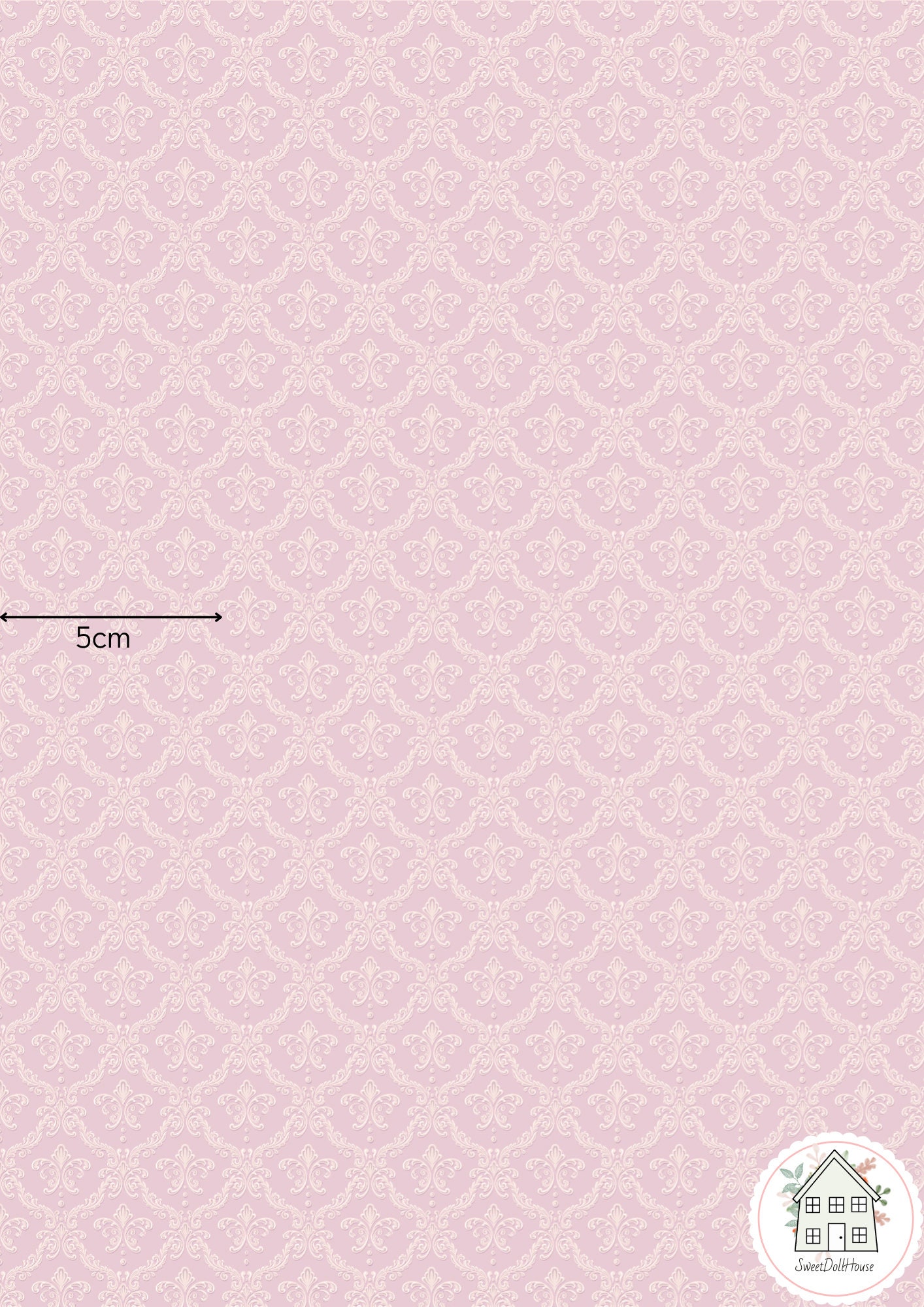 Dollhouse Wallpaper 1:12 Scale Printable Digital Download, Damask ...