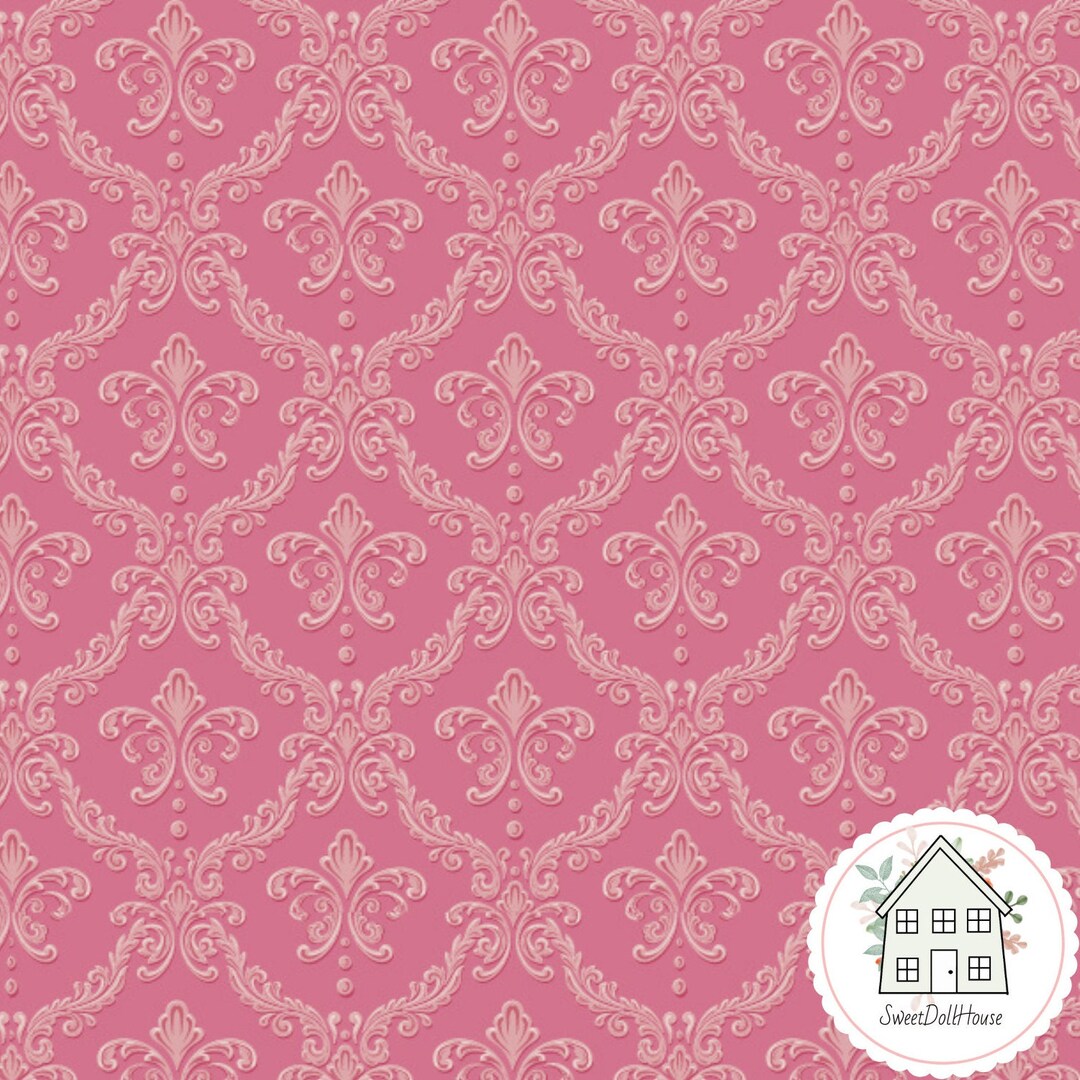 Dollhouse Wallpaper 1:12 Scale Printable Digital Download, Damask ...
