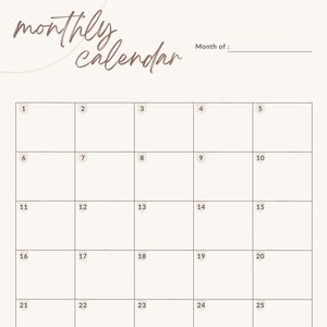 Minimal Monthly Planner, Printable, Downloadable, PDF - Etsy