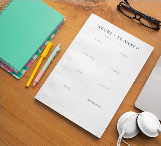 Minimal, Clean Weekly Planner Digital Download. Printable PDF - Etsy