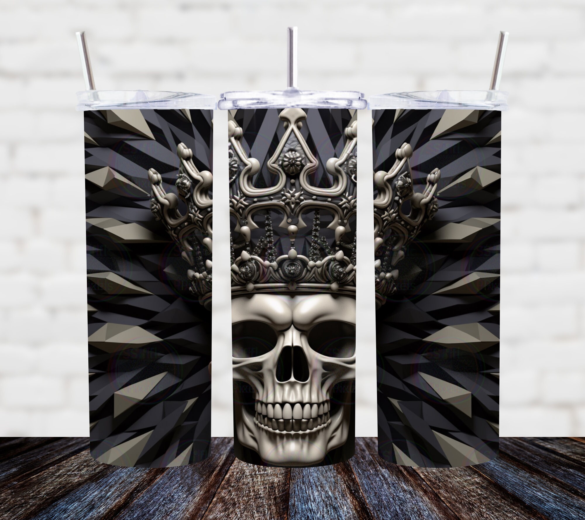 Optical Illusion Crowned Throne Skull 20 Oz Skinny Tumbler - Etsy