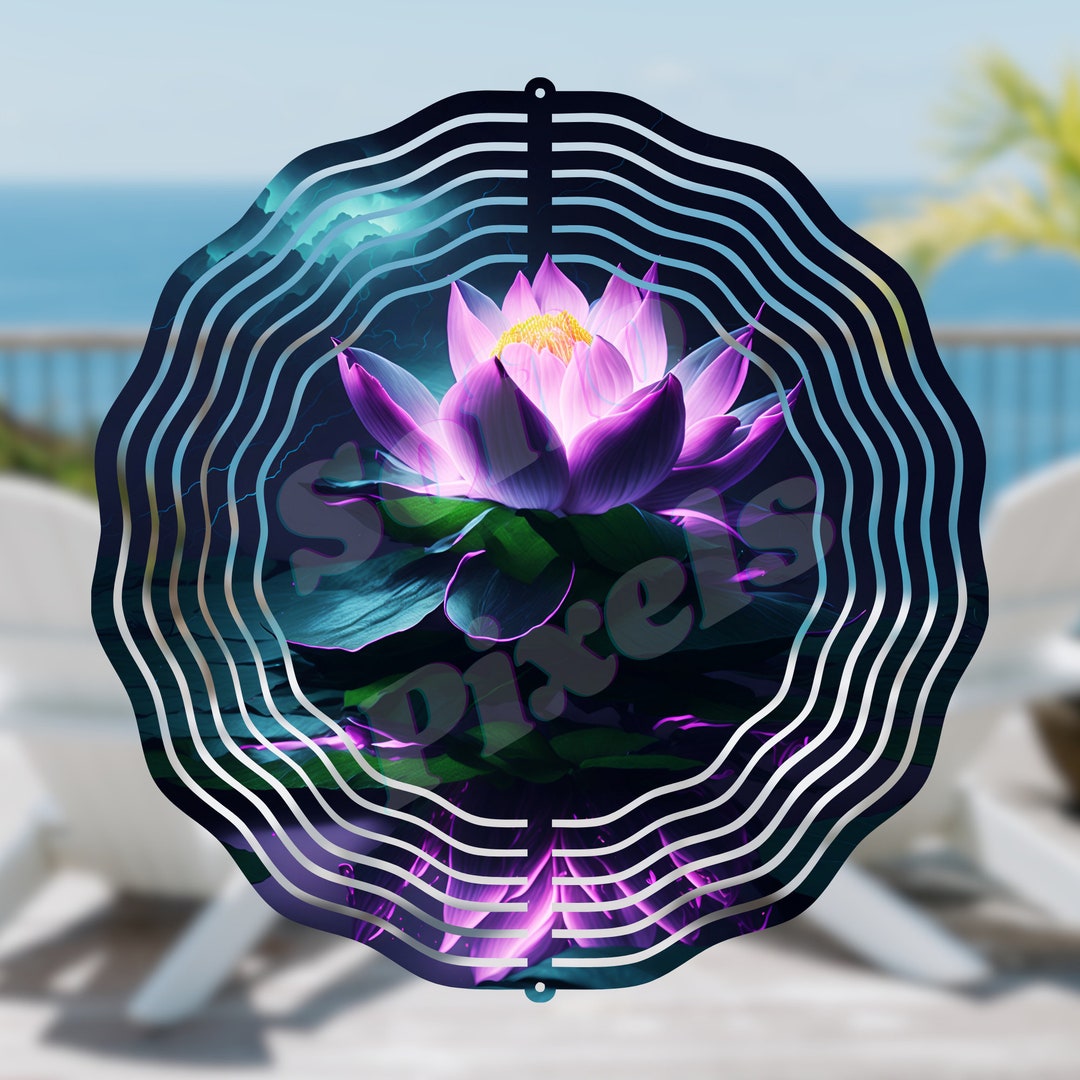 Wind Spinner PNG, 3D Lightening Pink Lotus, Instant Digital Download ...