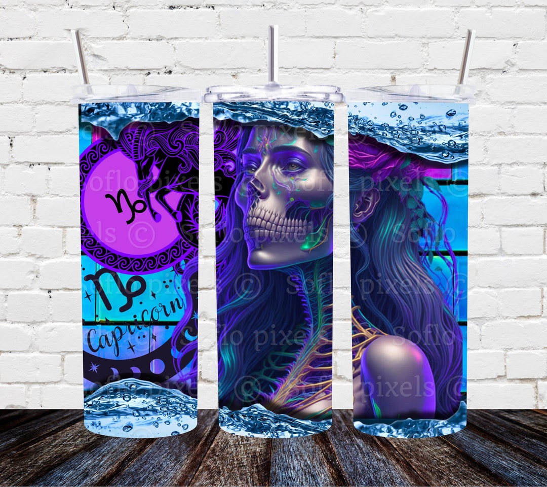 Zodiac Capricorn Female Skeleton, 20 Oz Skinny Tumbler Sublimation ...
