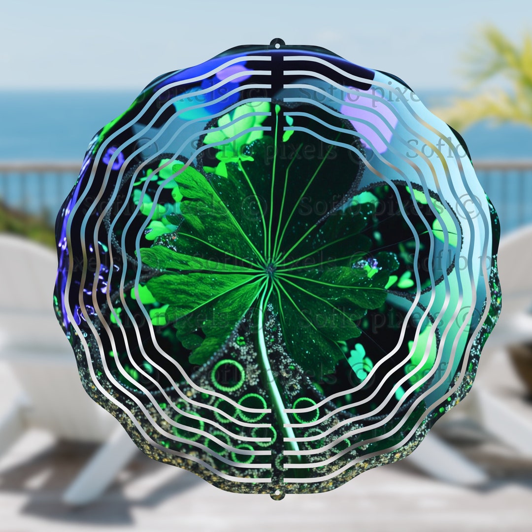 Lucky 4 Leaf Clover, 3D Wind Spinner Sublimation Design, Instant ...