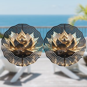 24k Gold 3D Lotus Wind Spinner, Sublimation Design, Instant Digital ...