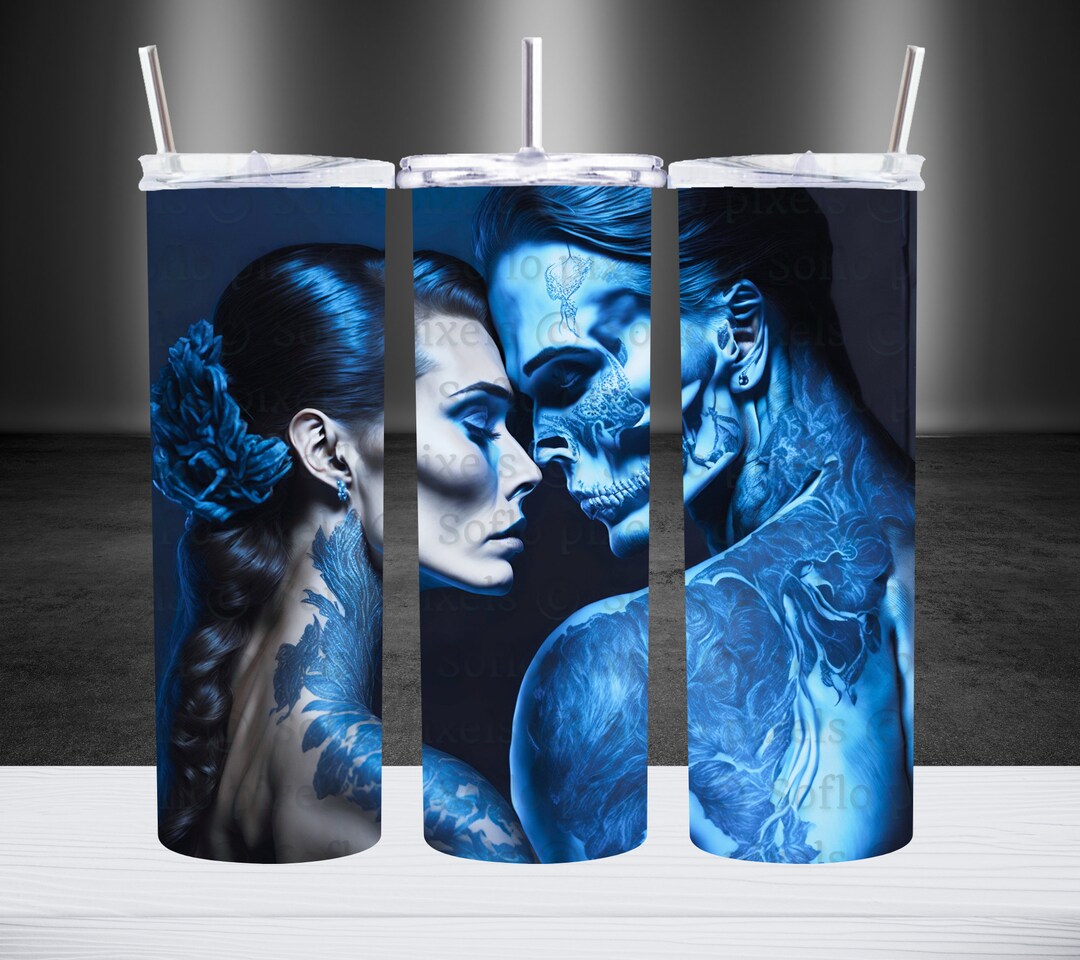 3D Intense Skeleton Lovers, 20 Oz Skinny Tumbler Sublimation Design ...