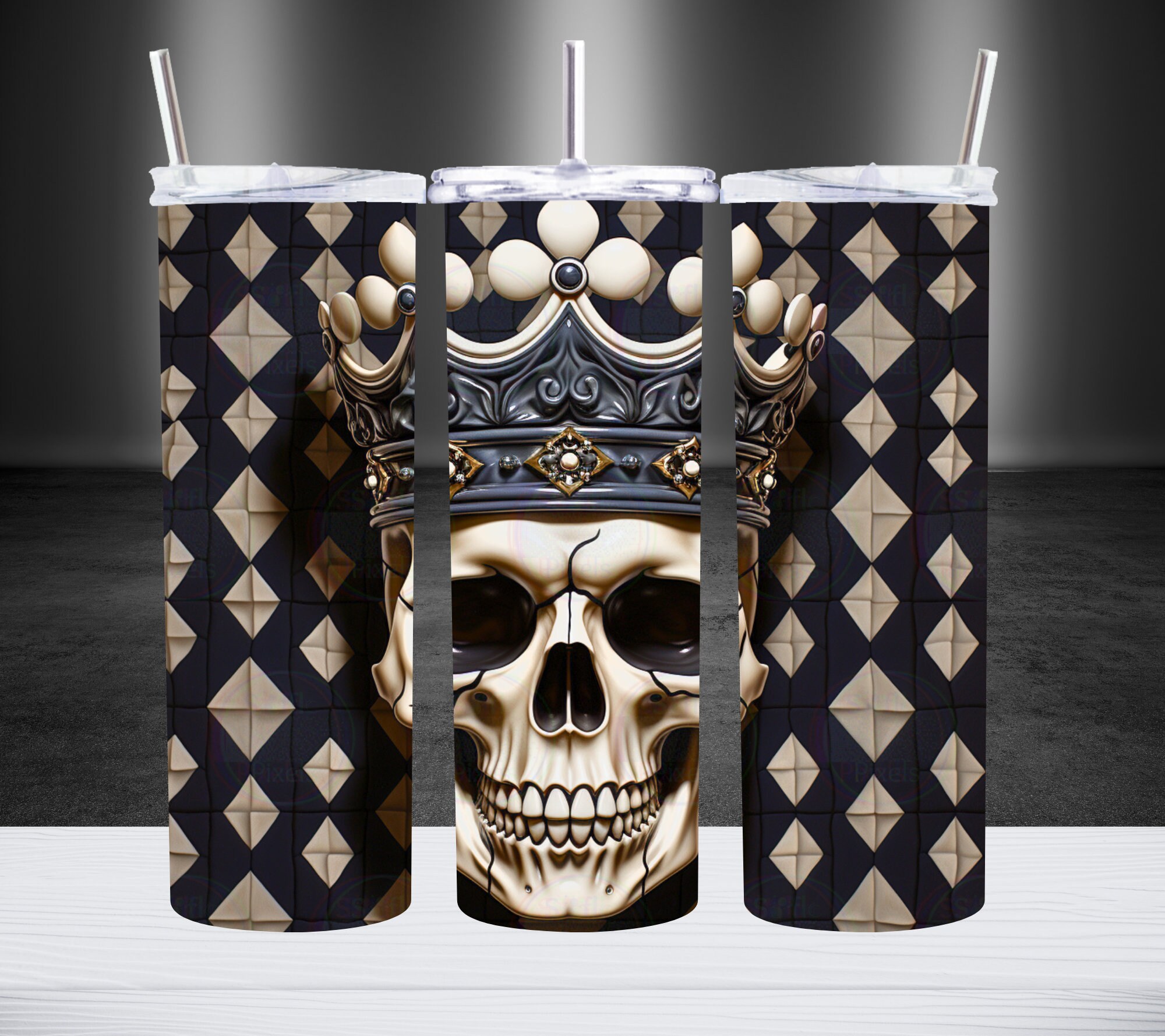 Optical Illusion Crowned Jester Skull 20 Oz Skinny Tumbler - Etsy