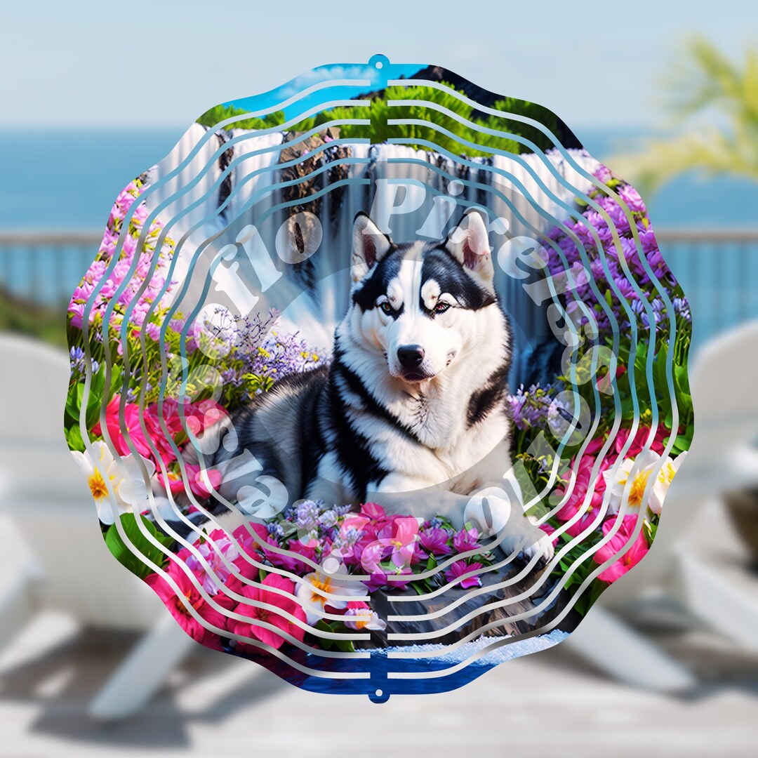 Wind Spinner PNG Siberian Husky Flower Garden Waterfall - Etsy