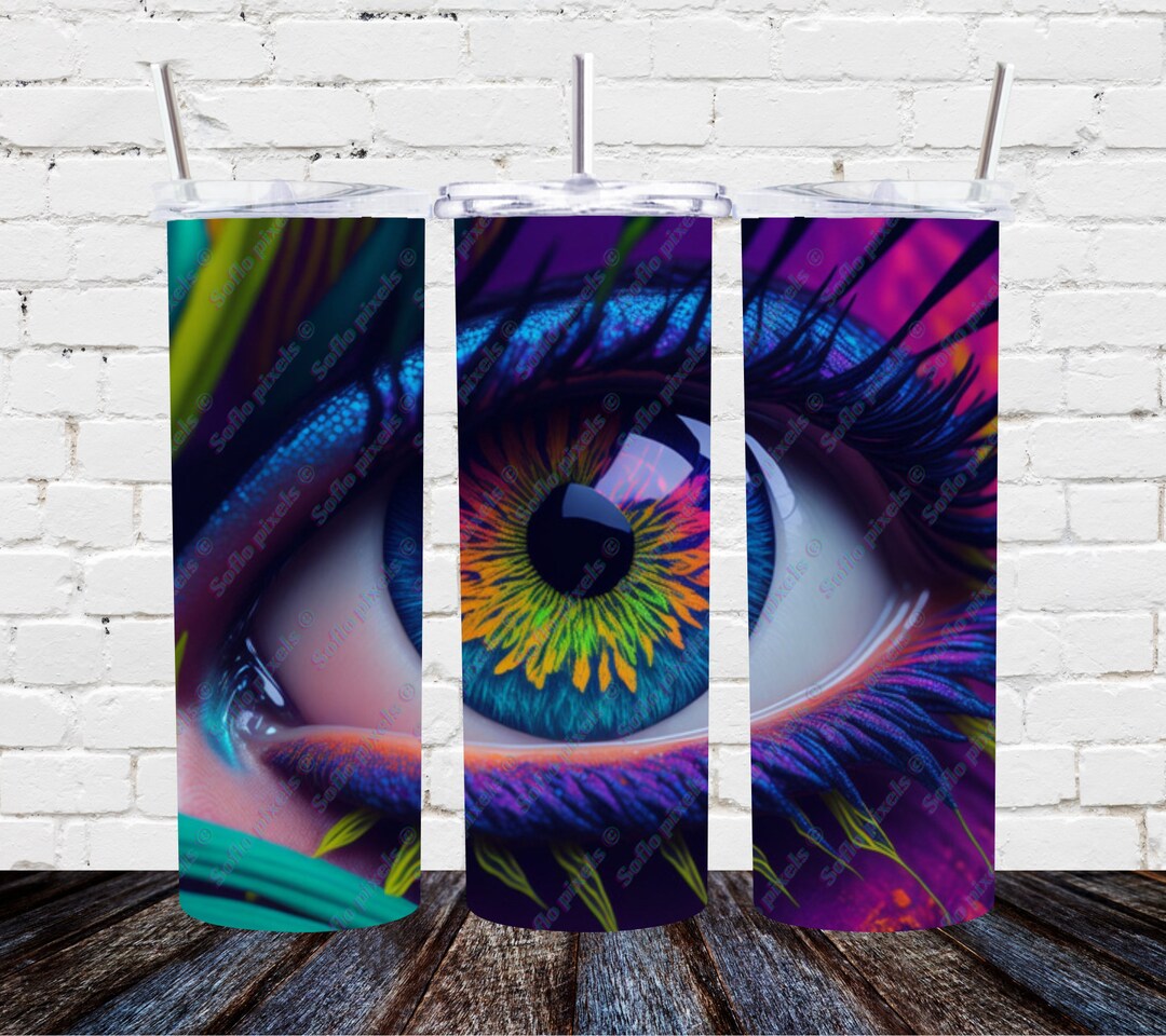 Neon Psychedelic Colored Eye PNG Sublimation Designing for Tumblers ...