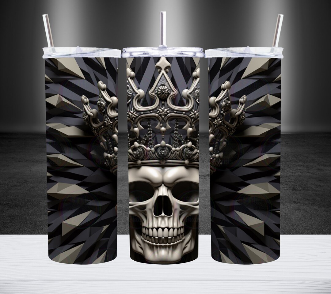Optical Illusion Crowned Throne Skull, 20 Oz Skinny Tumbler Sublimation ...