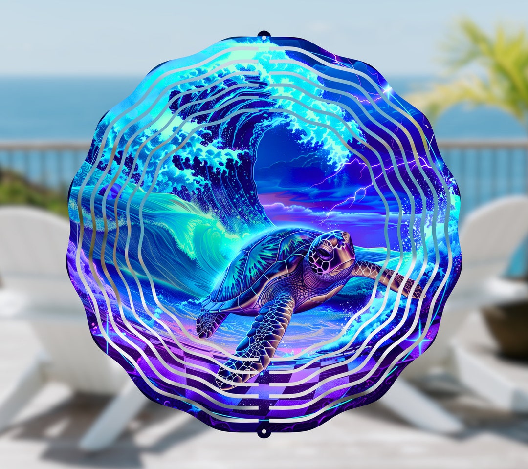 Neon Sea Turtle Wave, Wind Spinner PNG, Instant Digital Download PNG - Etsy