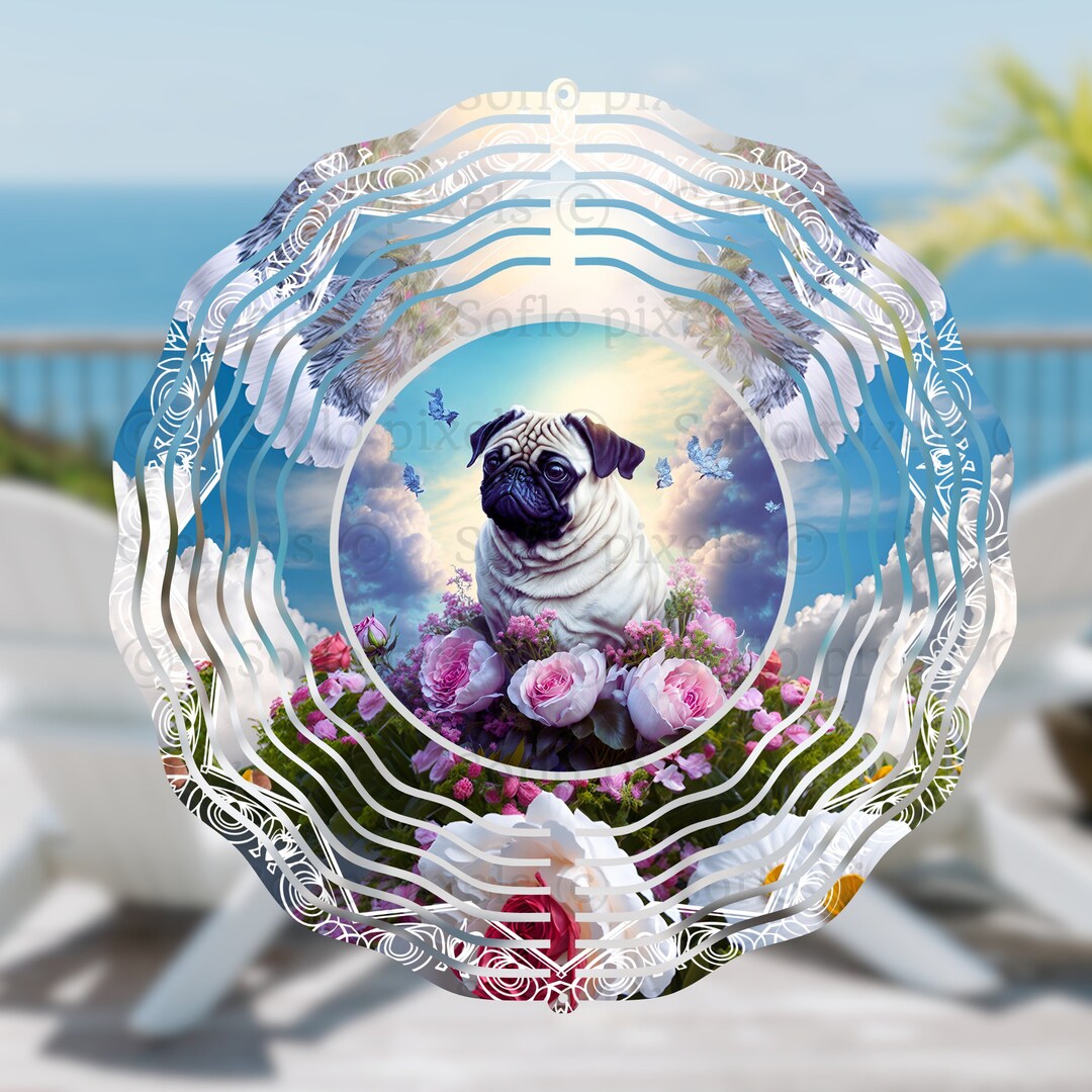 Wind Spinner PNG Pug Angel in Heaven Instant Digital - Etsy