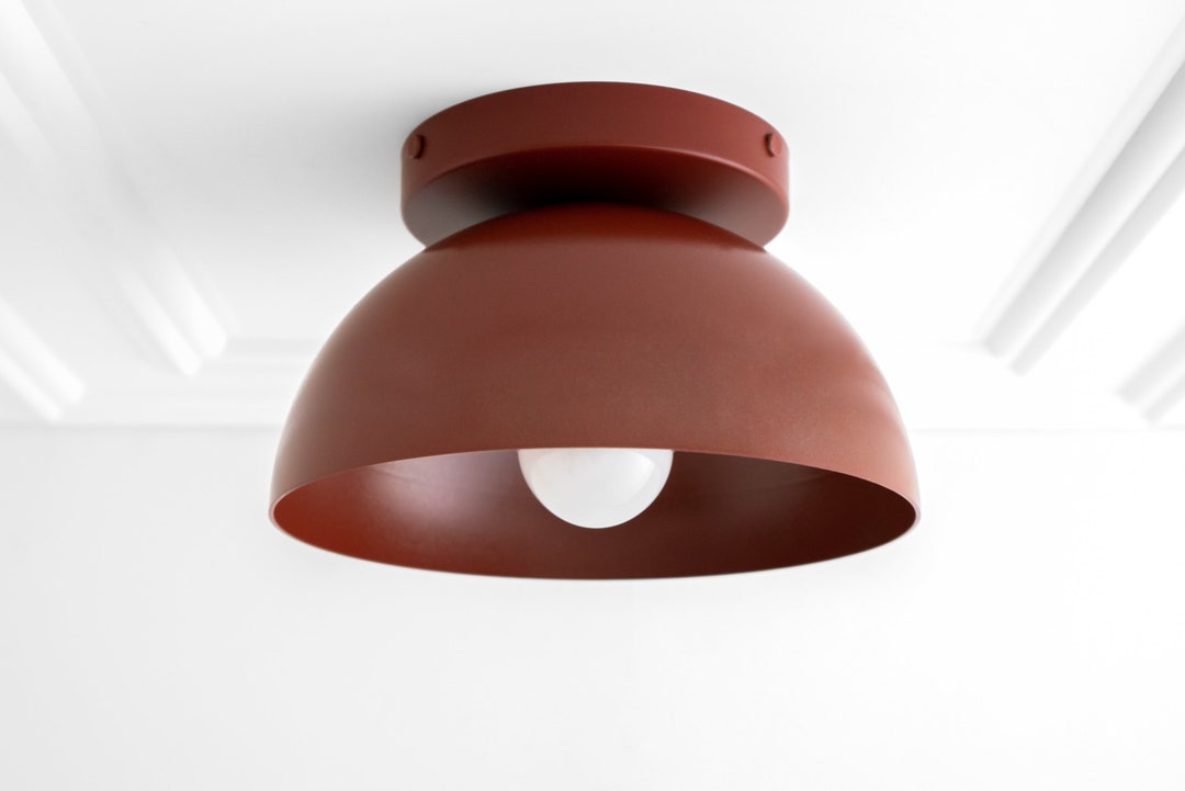 Brick Red Ceiling Light - 8in Dome Lighting - Modern Farmhouse ...