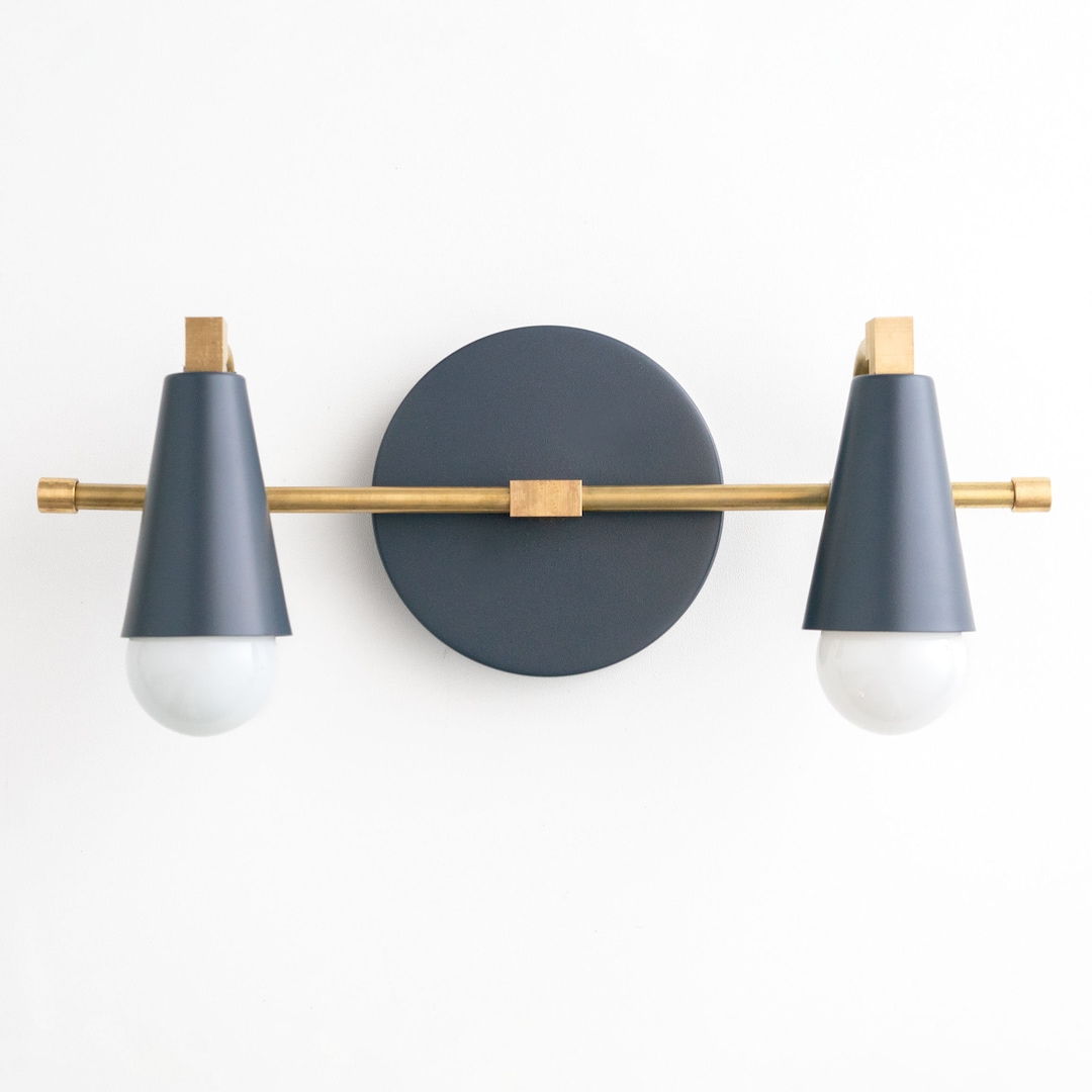 Beachhouse Vanity Blue Wall Light Brass Vanity Light Modern Wall Sconce ...