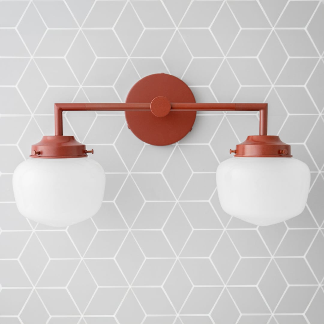 Red Wall Light - Globe Vanity - Colored Wall Light - Bathroom Lighting ...