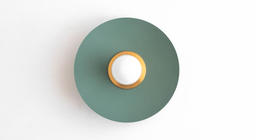 Green and Brass Sconce - Flush Mount Sconce - Wall Sconce Light ...