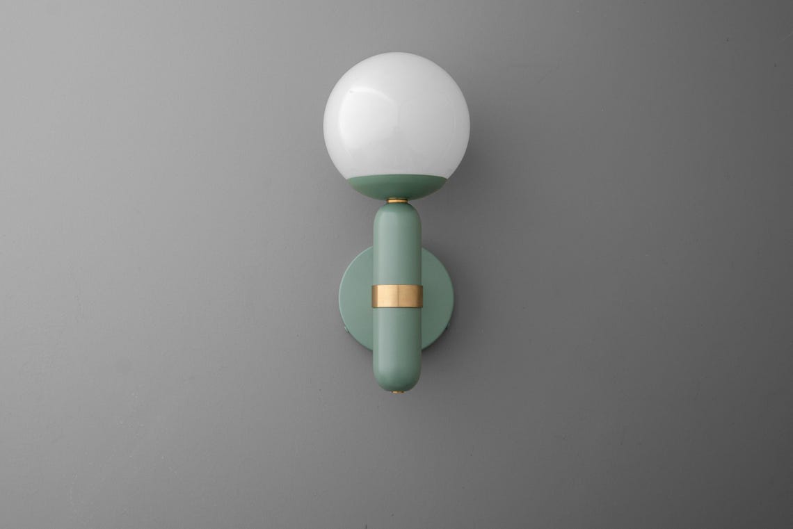 Sconce Light-modern Wall Sconce-green Wall Lamp-brass Globe Light ...